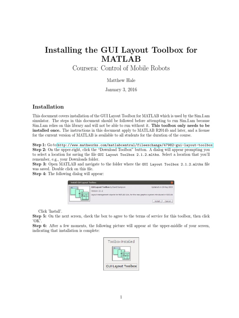Installing MATLAB GUI Layout Toolbox | PDF