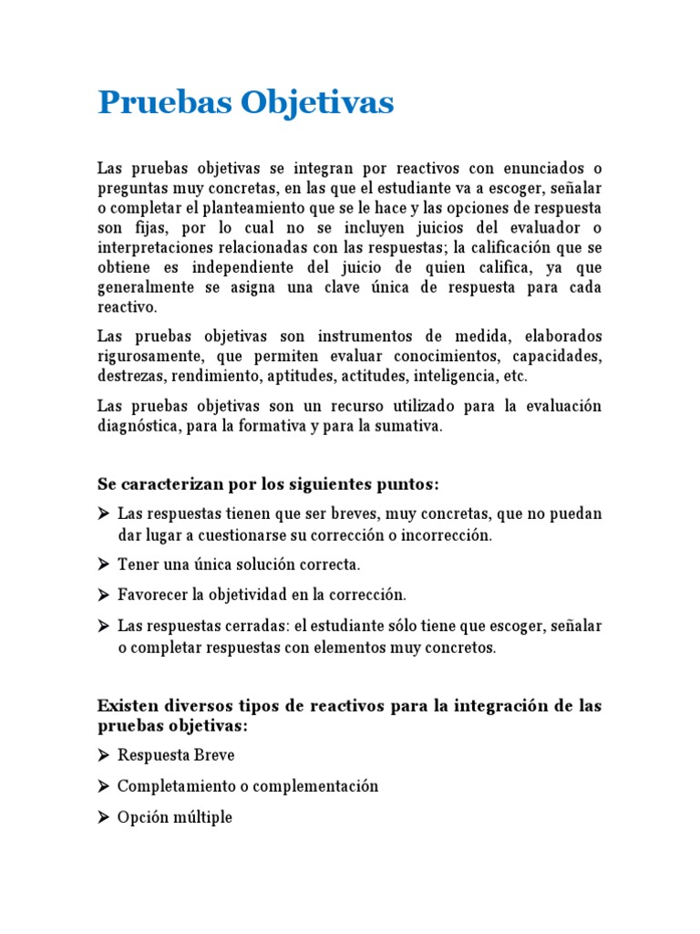 Pruebas Objetivas | PDF | Información | Memoria