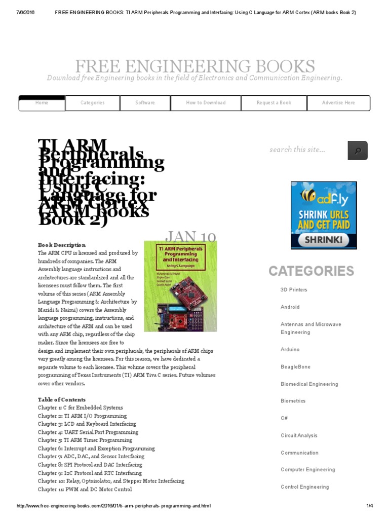 FREE ENGINEERING BOOKS - TI ARM Peripherals Programming and Interfacing - Using C Language For ...