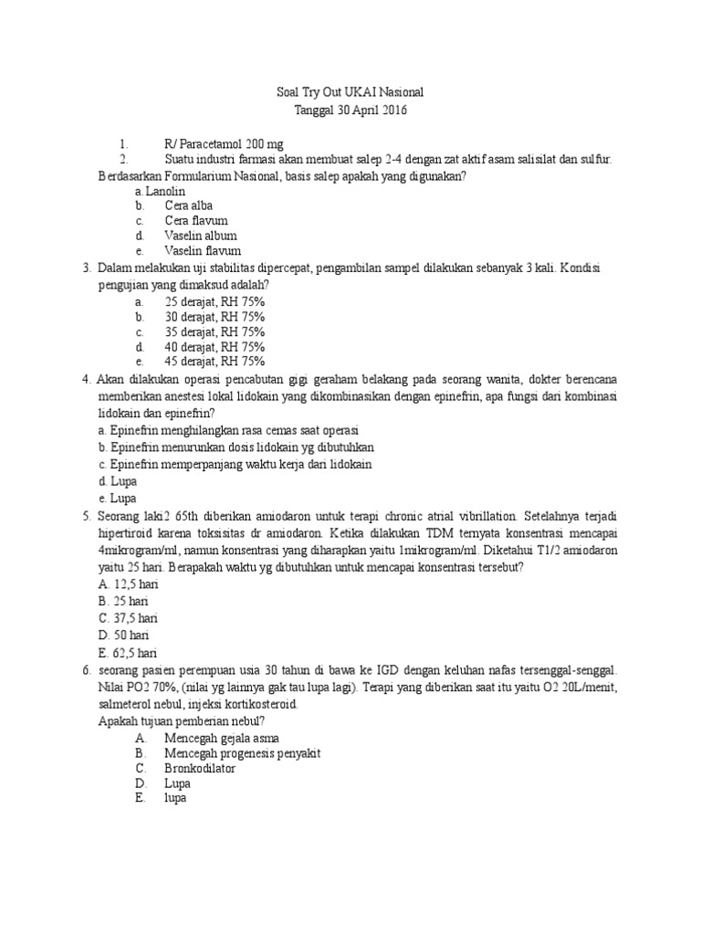 Soal Try Out UKAI Nasional 2016 | PDF