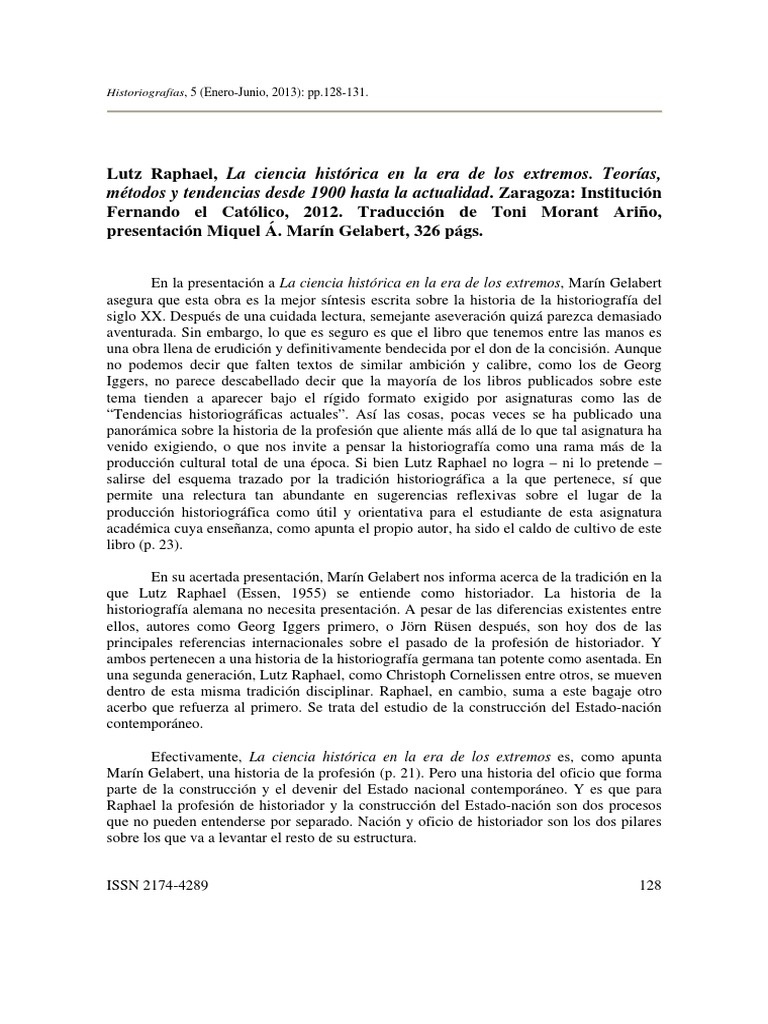 Lutz Raphael-La Ciencia Historica en La Era de Los Extremos | PDF ...