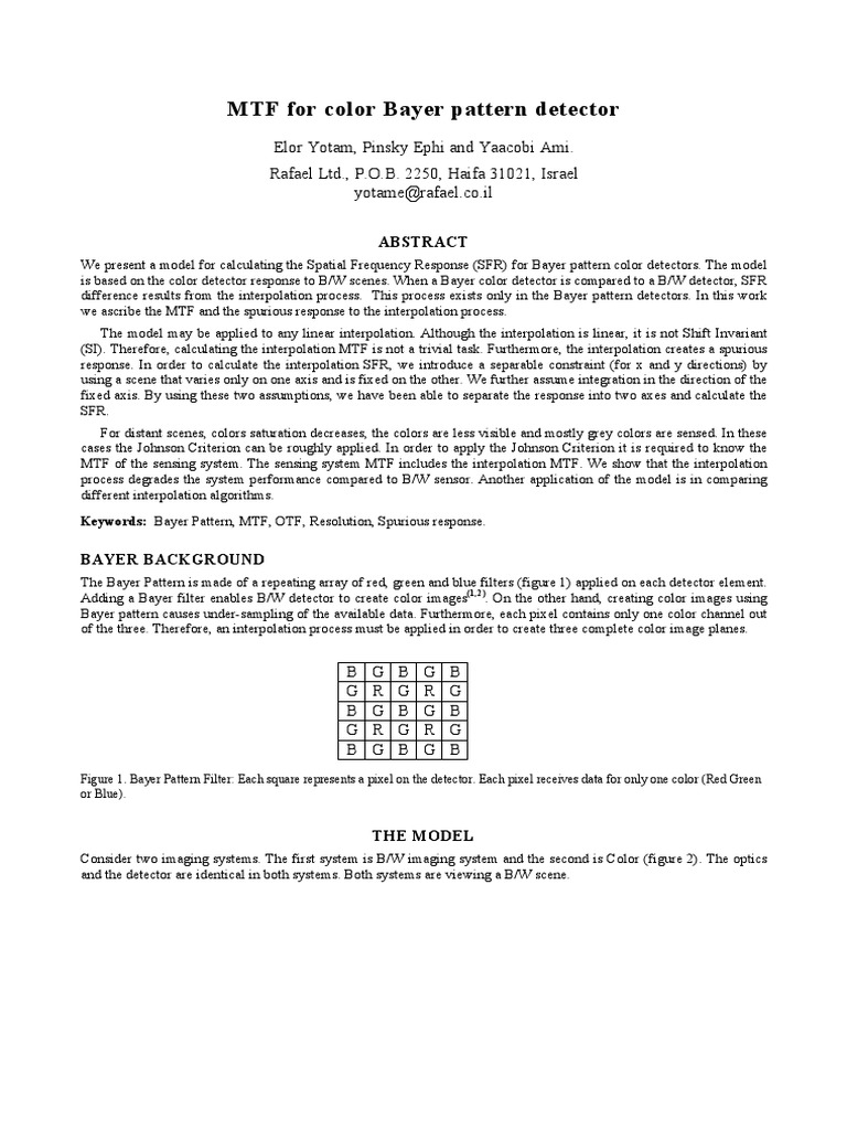 MTF For Color Bayer Pattern Detector | PDF | Signal Processing ...