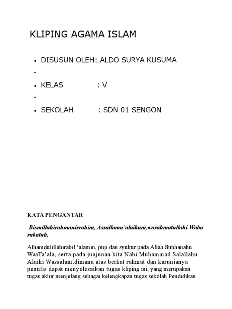 Kliping Agama Islam Siswa SD | PDF