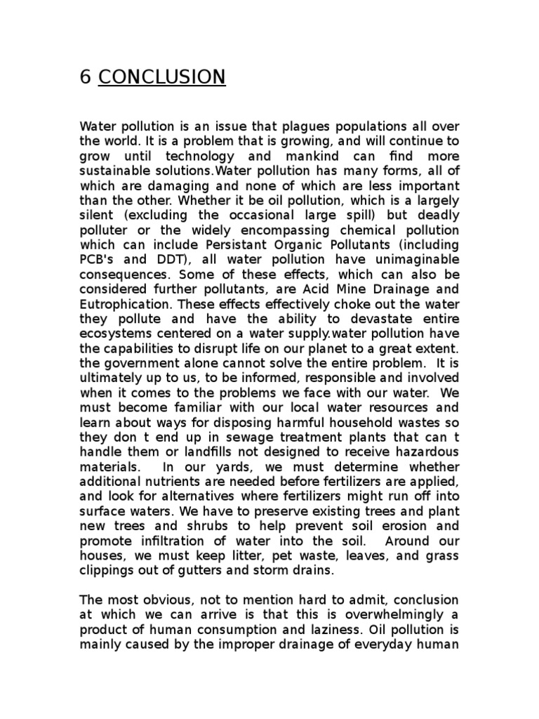 6 Conclusion | PDF | Water Pollution | Pollution