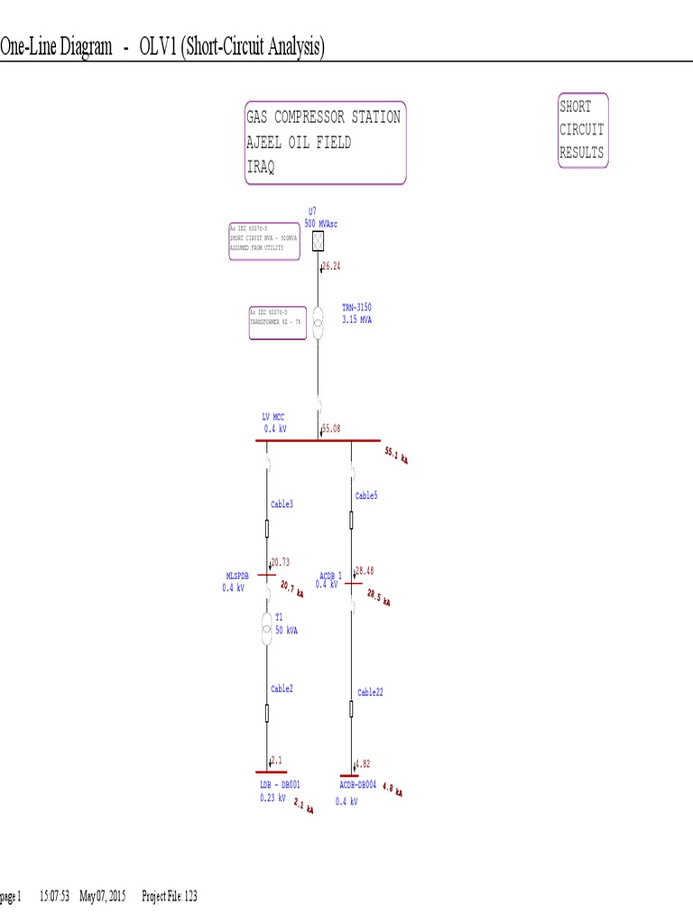 One-Line Diagram Short-Circuit Analysis of Gas Compressor Station in ...