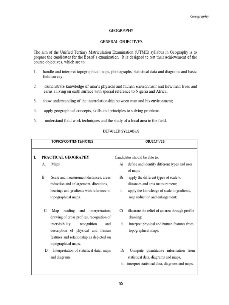 Geography General Objectives | PDF | Climate | Geography