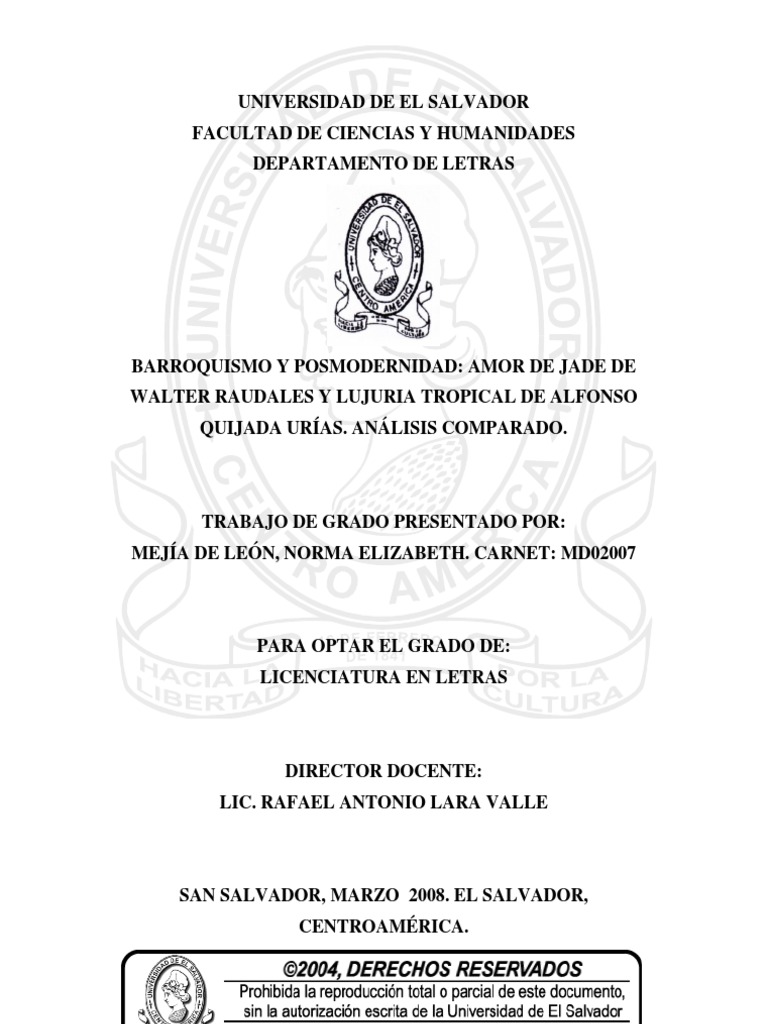 Barroquismo y Posmodernidad - Amor de Jade de Walter Raudales y Lujuria ...