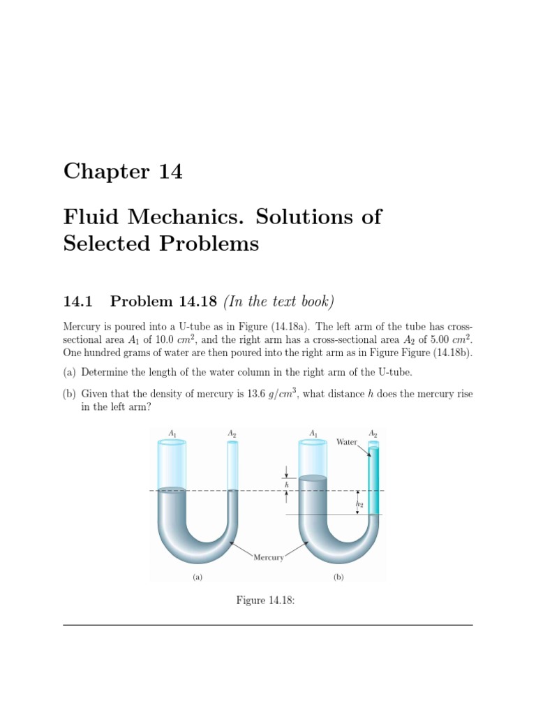 Fluid Mechanics. Solutions of Selected Problems: 14.1 Problem 14.18 (In The Text Book) | PDF ...