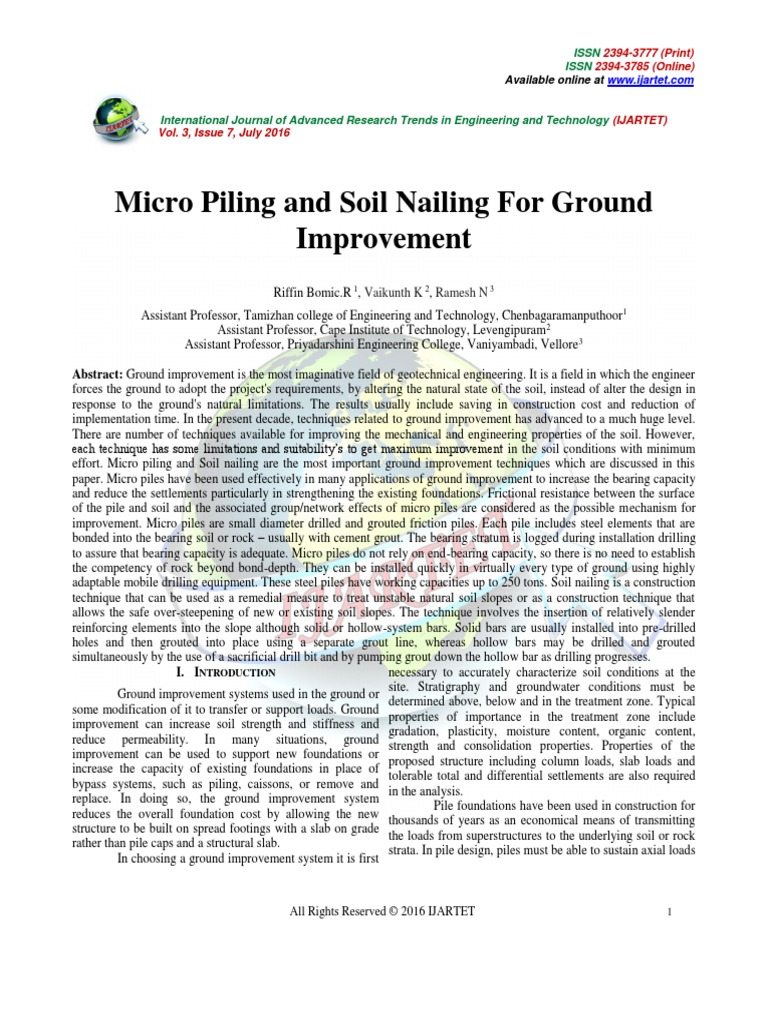 Micro Piling and Soil Nailing For Ground Improvement | PDF | Deep ...
