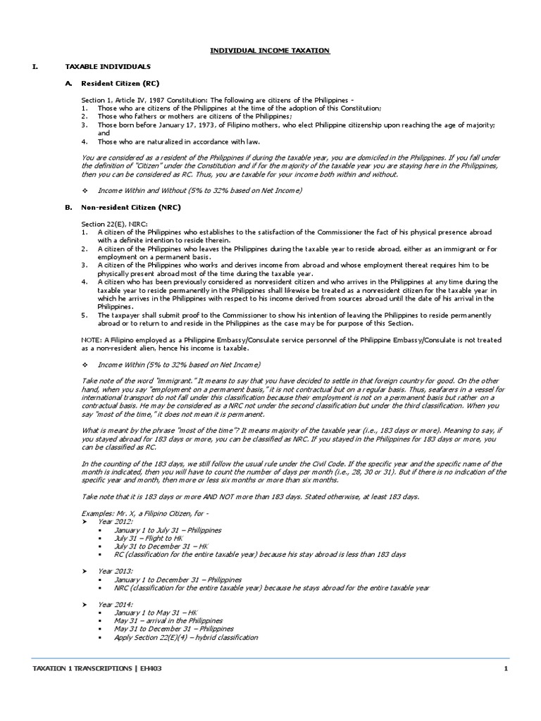 Individual Income Taxation Notes | Download Free PDF | Capital Gains ...