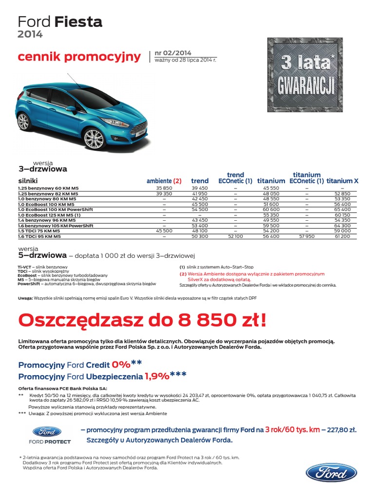 Fiesta Cennik Promocyjny | PDF