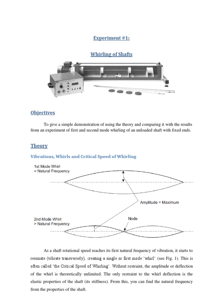Exp.1 - Whirling of Shaft | PDF | Normal Mode | Bearing (Mechanical)