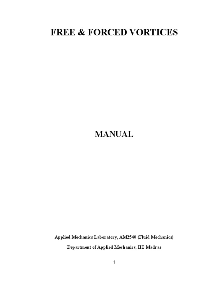 Free & Forced Vortices: Manual | PDF | Vortices | Fluid Dynamics