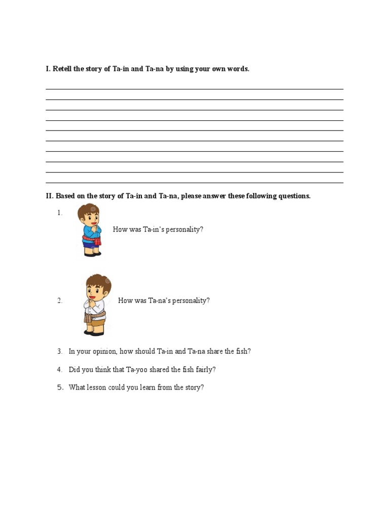 I. Retell The Story of Ta-In and Ta-Na by Using Your Own Words | PDF