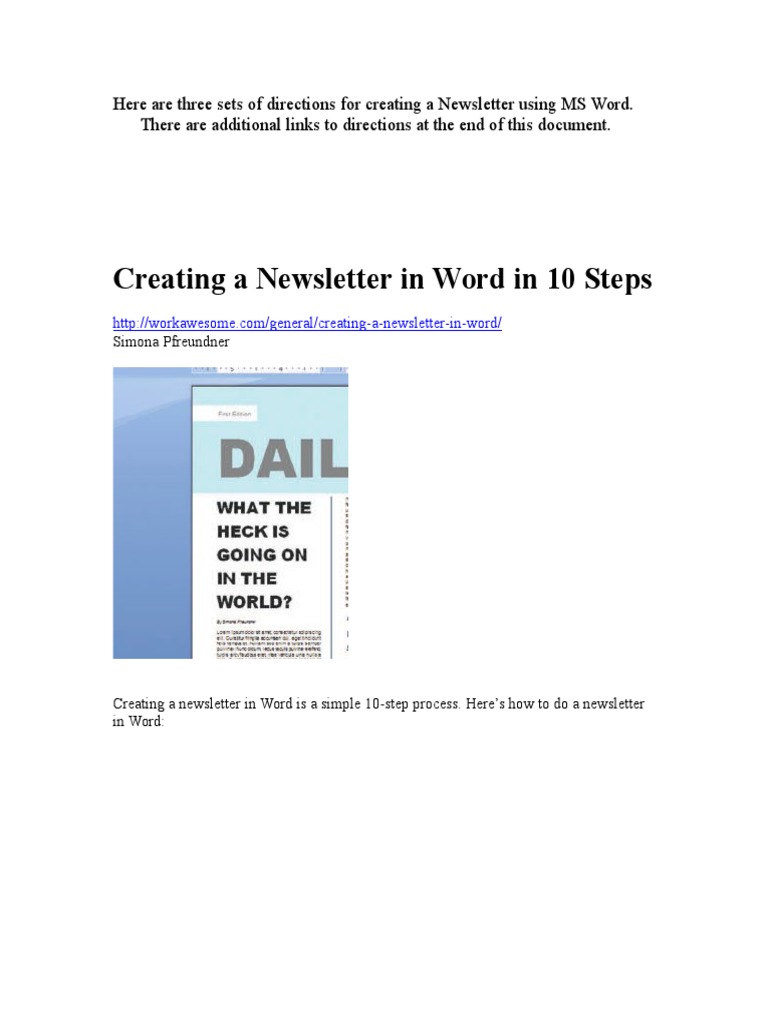 Creating a Newsletter in MS Word | PDF | Microsoft Word | Tab (Gui)