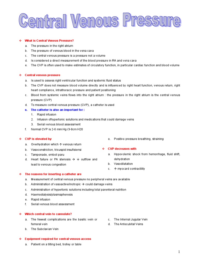 Central Venous Pressure | PDF | Vein | Atrium (Heart)