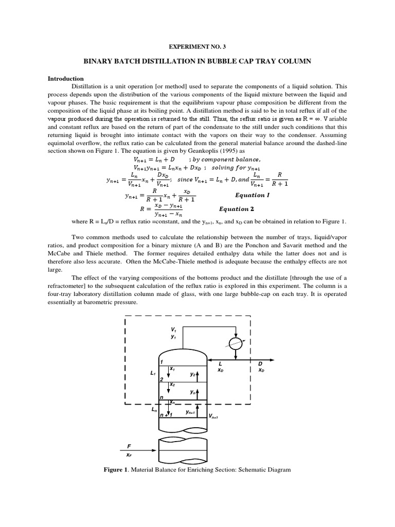 Binary Distillation in A Bubble Cap Tray Column | PDF | Distillation ...