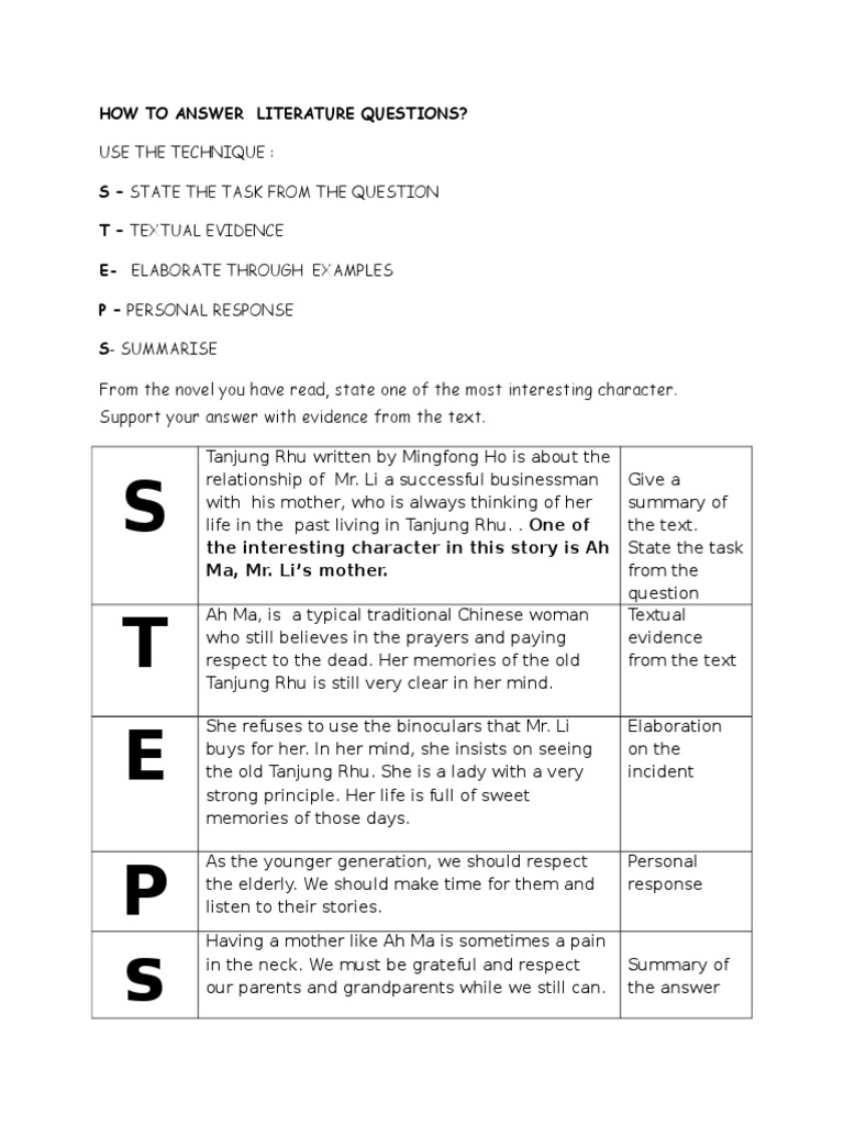 Techniques for Answering Literature Questions | PDF