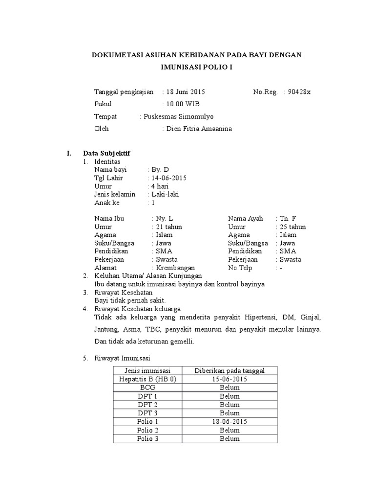SOAP Imunisasi Polio | PDF