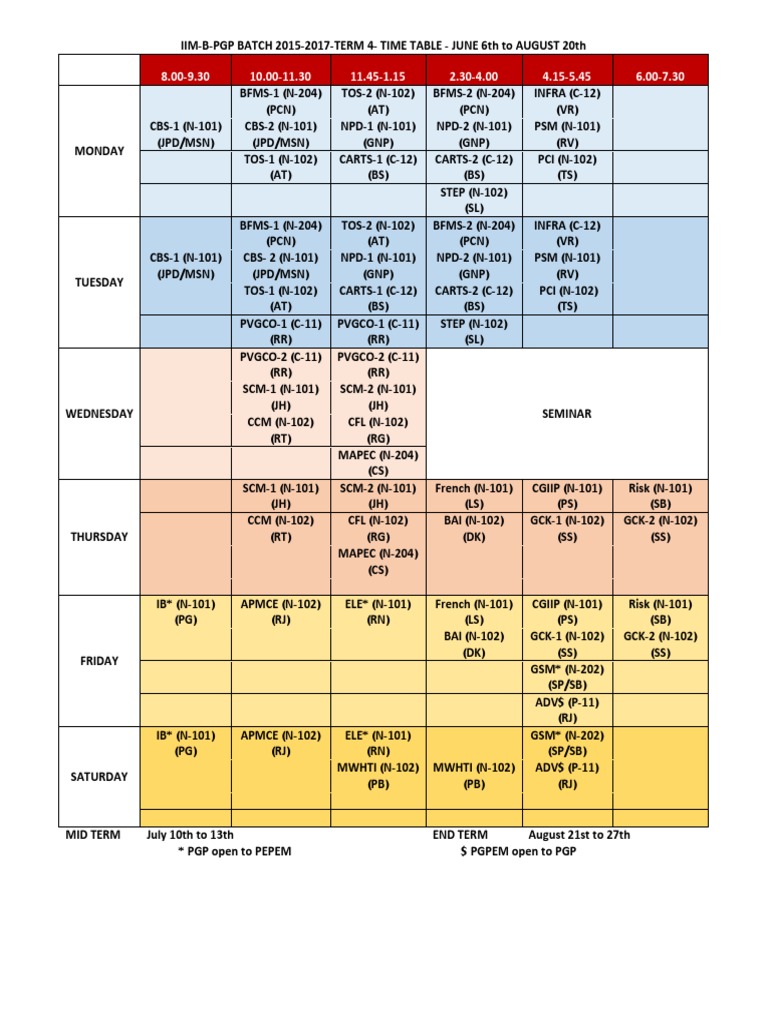 Term 4 Time Table & Exam Schedule. | Leadership | Leadership & Mentoring