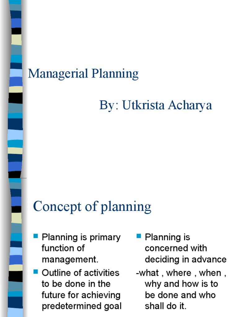 Understanding Managerial Planning | PDF | Strategic Planning ...