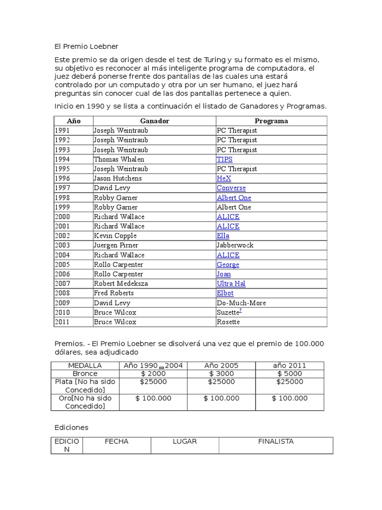 Premios Loebner | PDF | Informática