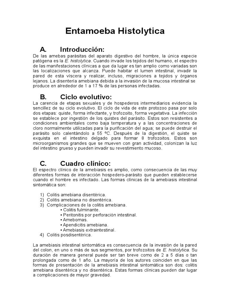 Entamoeba Histolytica | PDF | Diarrea | Escherichia coli