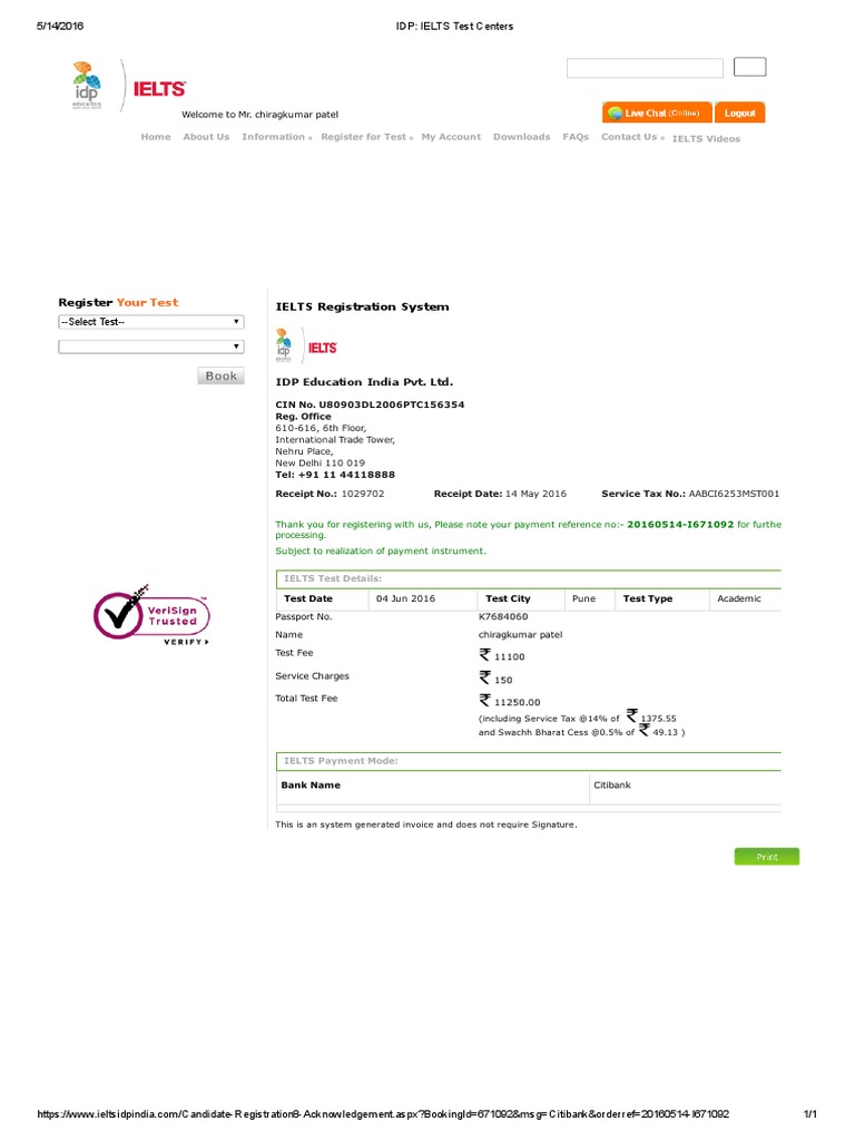 IDP IELTS Test Registration in Pune | PDF