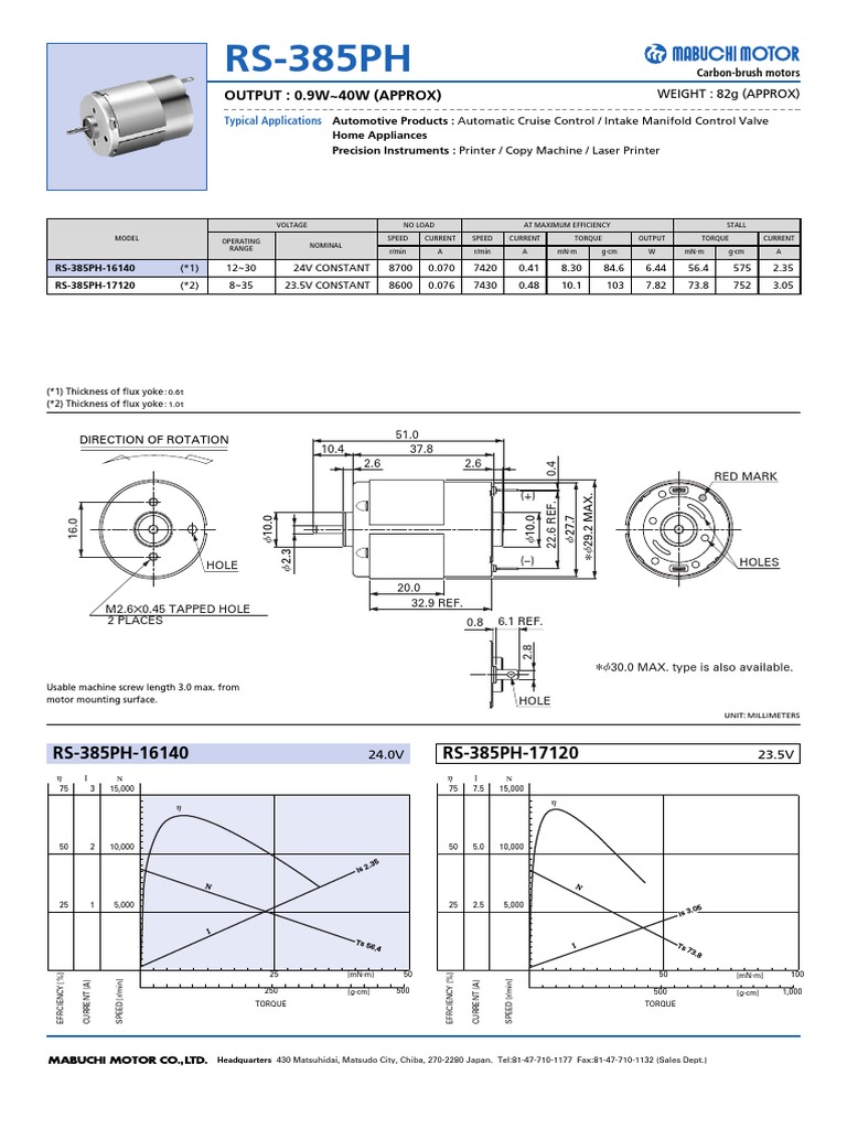 Mabuchi RS385PH 10280 Datasheet | PDF