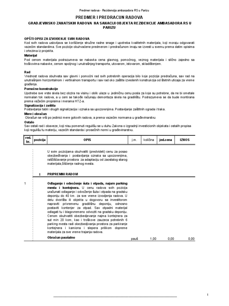 Predmer Radova | PDF