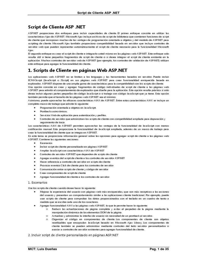 ASP .Net 4.5 - Script de Cliente ASP Net | PDF | Servidor web | Internet y web