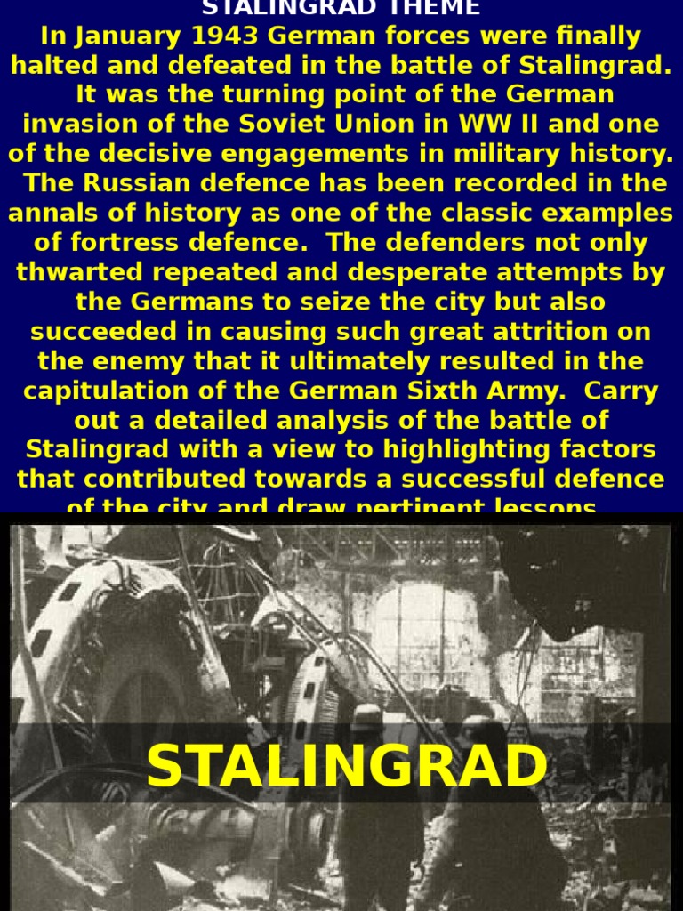 Stalingrad: Lessons in Defense | PDF | Battle Of Stalingrad | World War ...