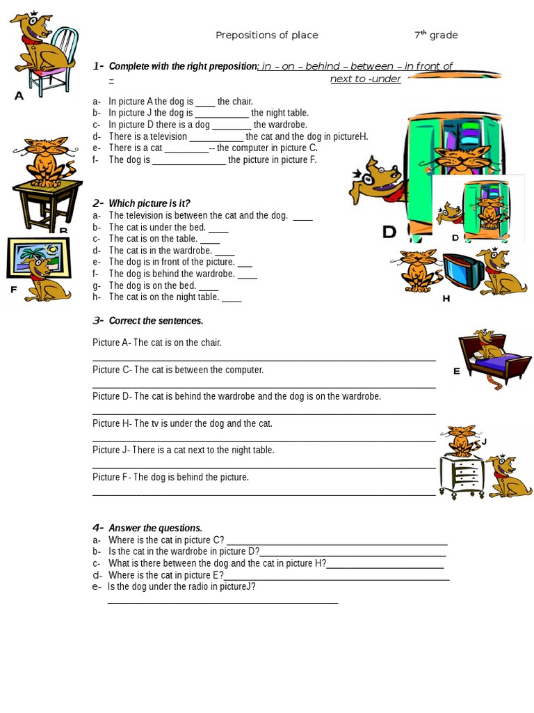 Prepositions of Place Practice | PDF