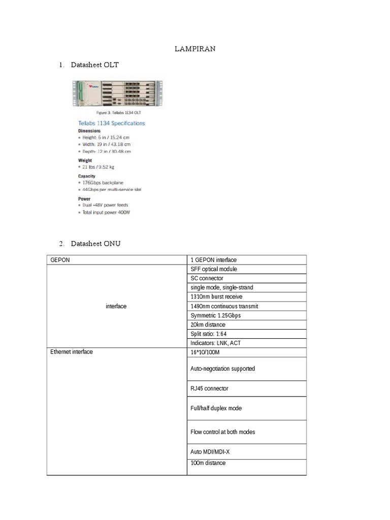 Lampiran 1. Datasheet OLT | PDF