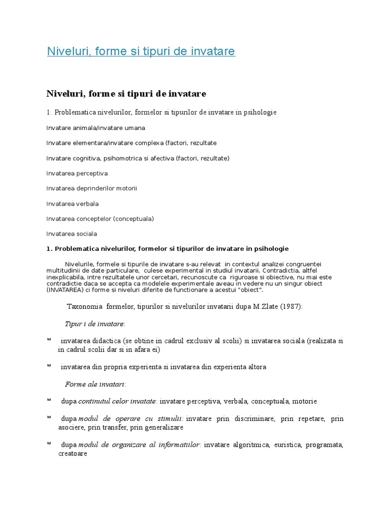 Tipuri de Invatare | PDF