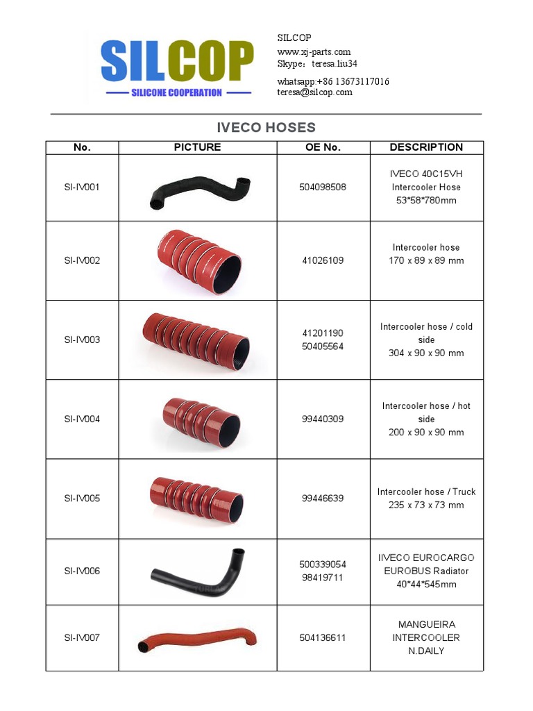 Iveco OEM Silicone/Rubber Hose | PDF | Temperature | Transport Phenomena