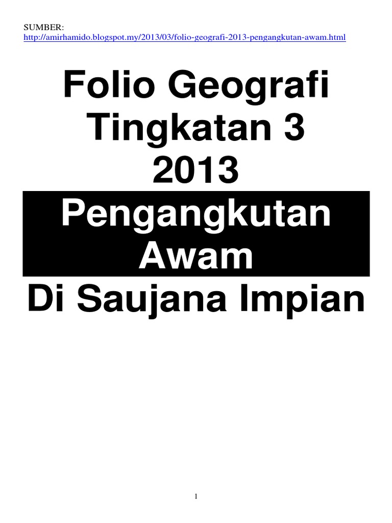 Folio Geografi Tingkatan 3 2013 Pengangkutan Awam | PDF