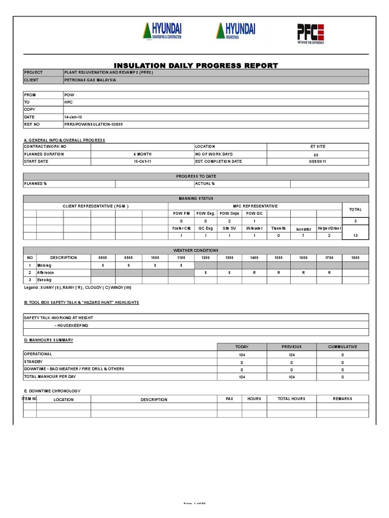 Insulation Daily Report Form | PDF | Safety | Nature
