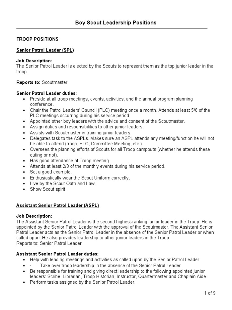 Bsa Leadership Pos | PDF | Scouting | Youth Organizations