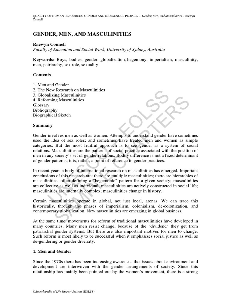 Connel Masculinities | PDF | Masculinity | Gender
