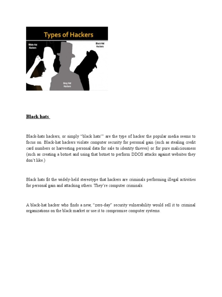 Black Hats | PDF | Security Hacker | White Hat (Computer Security)