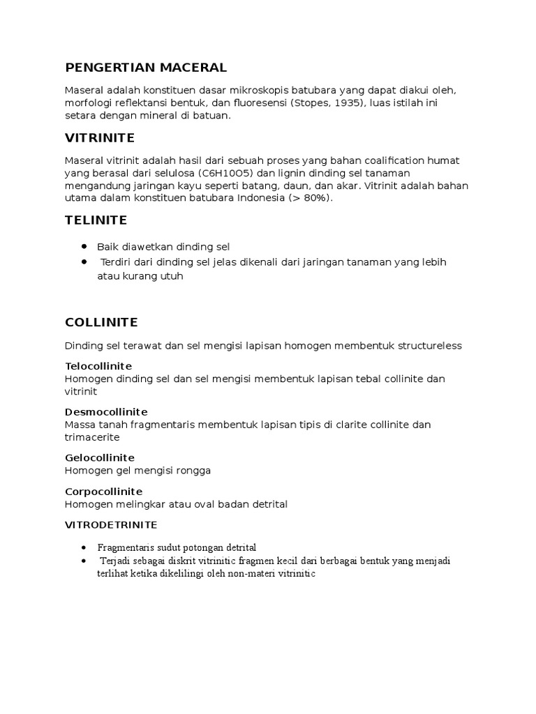 Pengertian dan Jenis Maseral Batubara | PDF | Griya & Taman