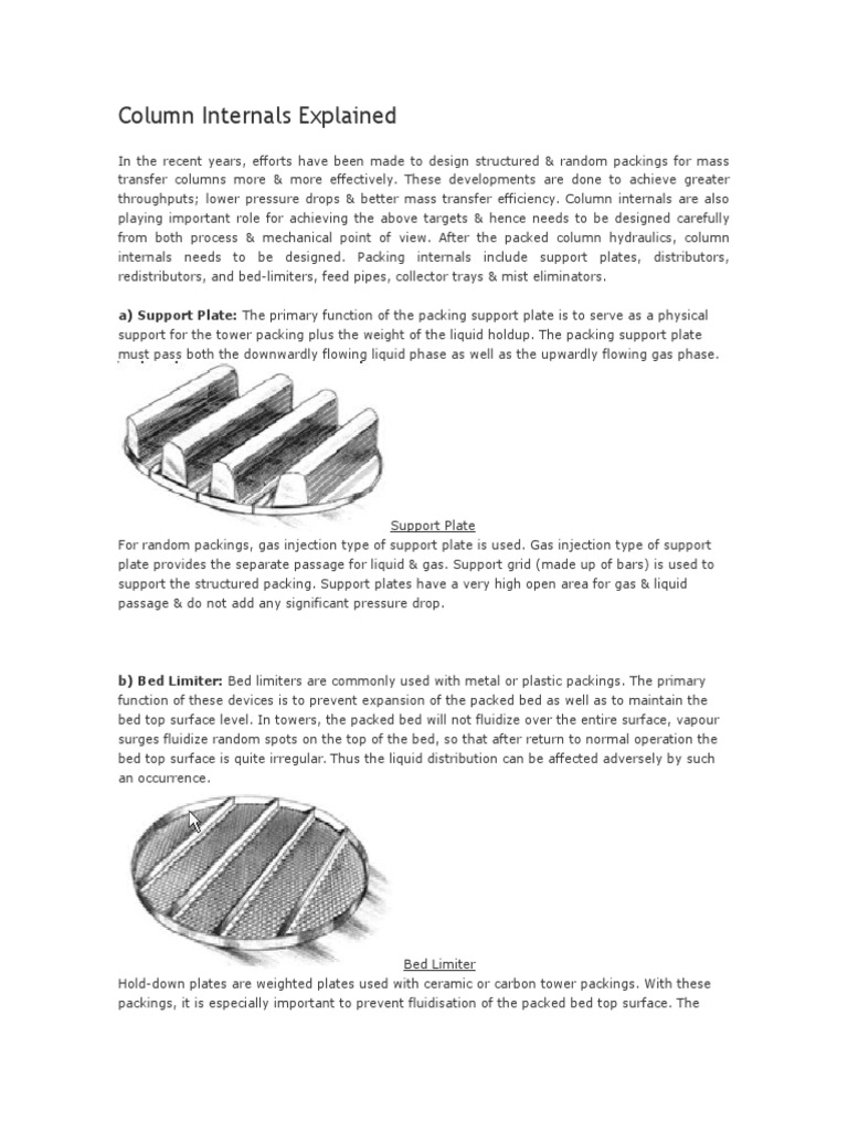 Column Internals Explained | PDF | Fluidization | Liquids