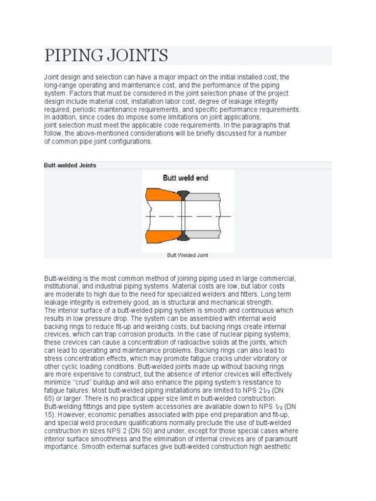 Piping Joints | PDF | Pipe (Fluid Conveyance) | Soldering