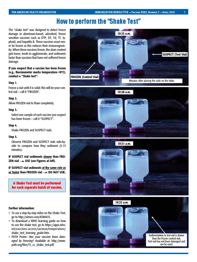 Shake Test for Freeze-Sensitive Vaccines | PDF