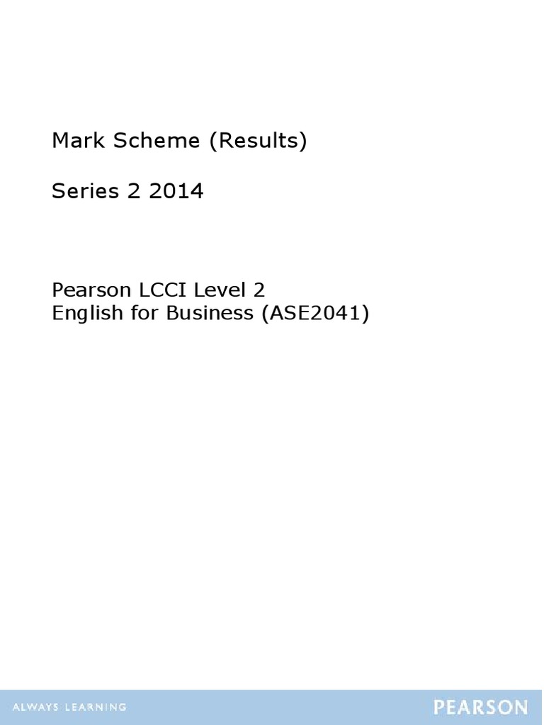 English For Business L2 Model Answers Series 2 2014 | PDF | Fluency ...