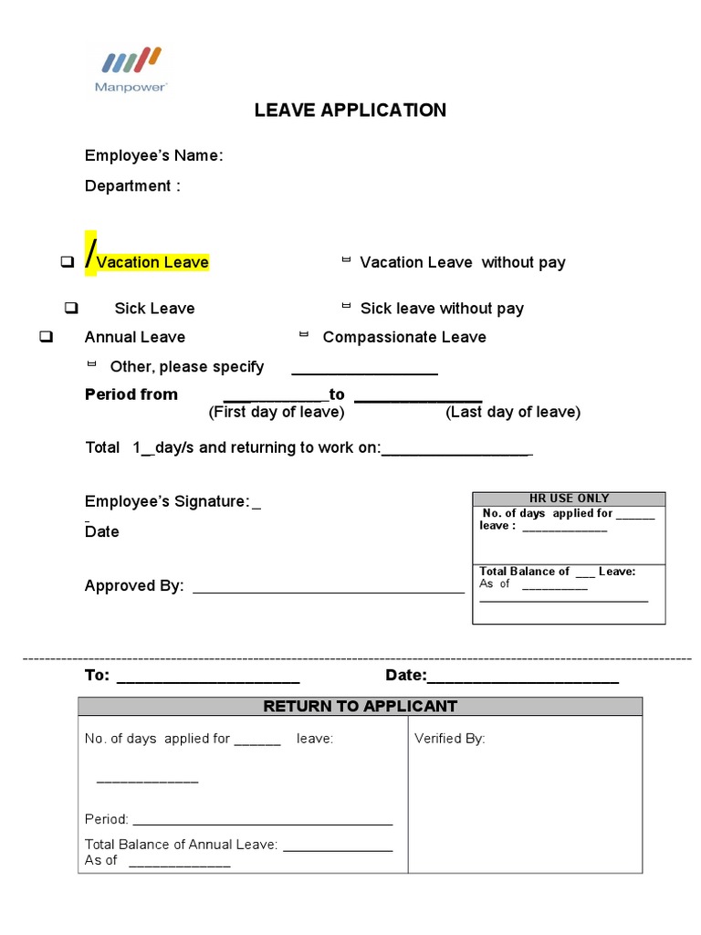 Leave Application Form Template | PDF | Career & Growth | Business