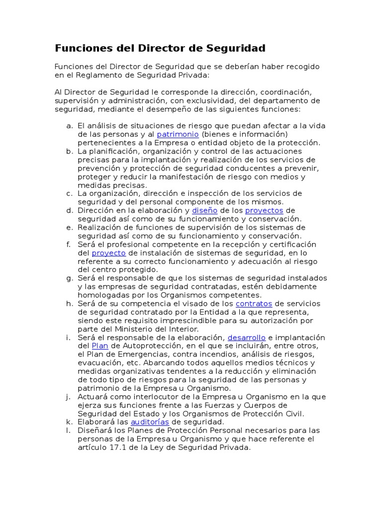 Funciones del Director de Seguridad | PDF | La seguridad | Business