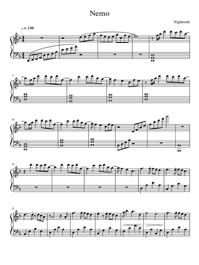 Nightwish - Nemo (Piano Short Version) | PDF