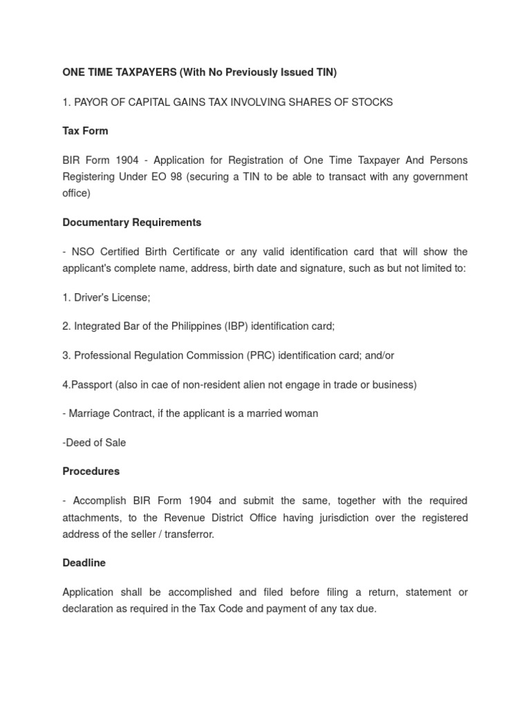 Bir Form 1904 | PDF